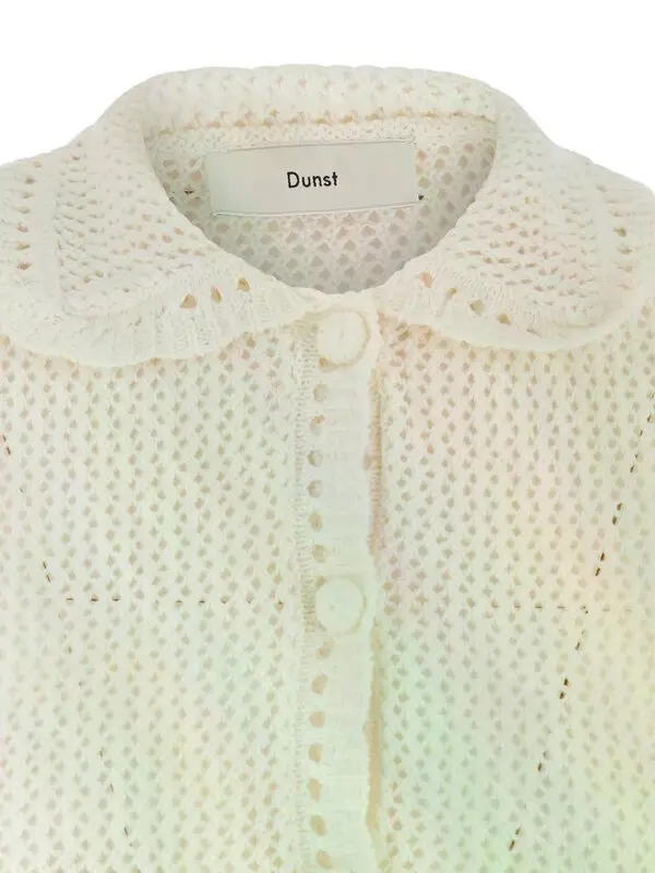 DUNST Open-knit Cardigan With Peter-pan Collar - Neutrals