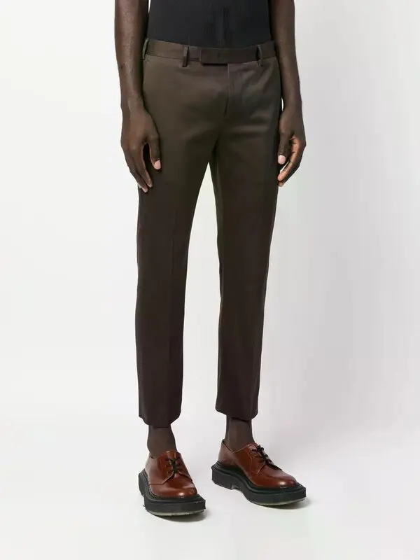 PT TORINO Cropped Tailored Trousers In Auburn Cotton Blend