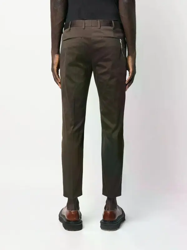 PT TORINO Cropped Tailored Trousers In Auburn Cotton Blend