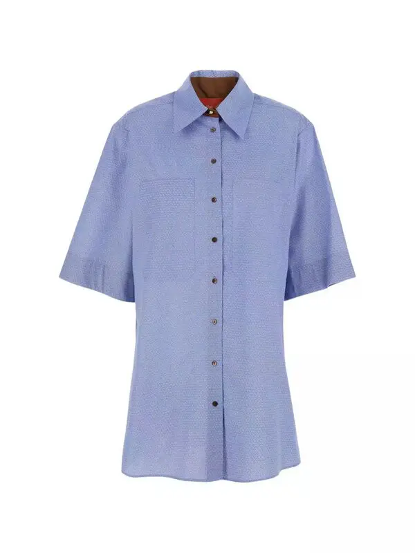 MERCI Geometric Print Short Sleeve Shirt - Blue