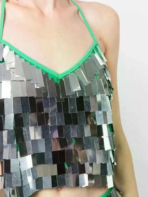 SIMONMILLER Tipsy Sequin Embellished Halterneck Cropped Top