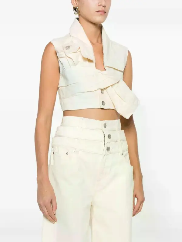 Viktor & Rolf Tie-detail Cropped Top - Neutrals