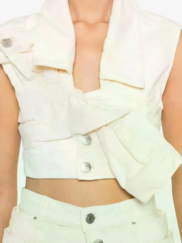 Viktor & Rolf Tie-detail Cropped Top - Neutrals