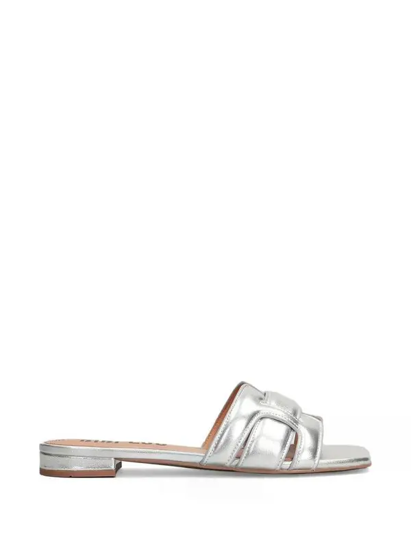 BIBI LOU Holly -tone Interwoven Strap Flat Sandals - Silver