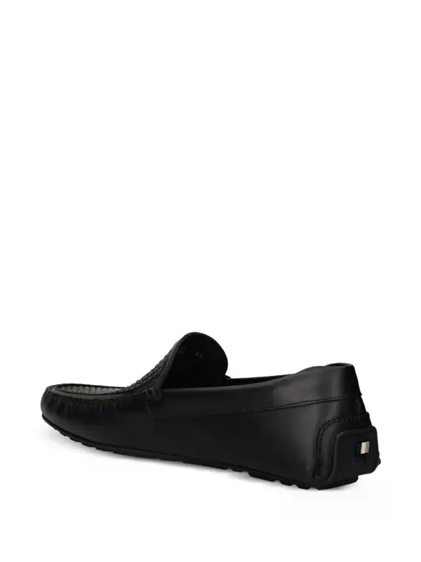 BOSS Woven-panel Leather Loafers