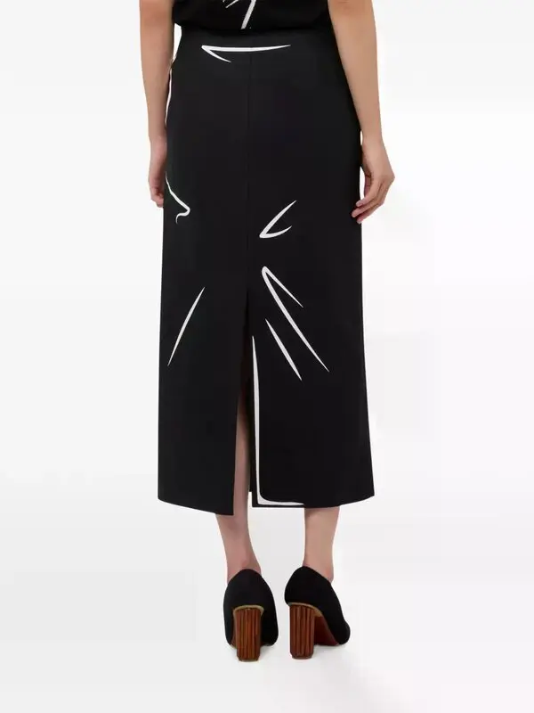 Moschino Printed Cotton Midi Skirt - Black