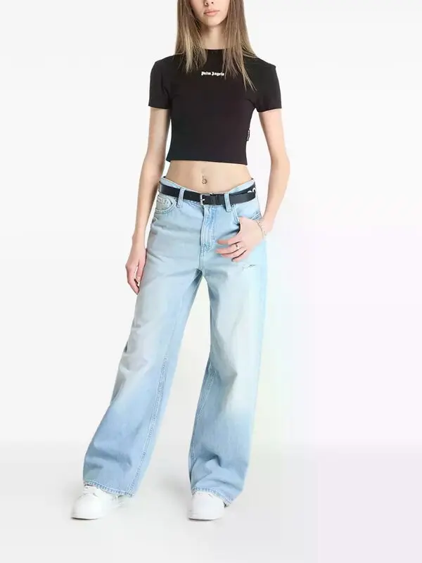 Palm Angels Logo Print Cropped T-shirt