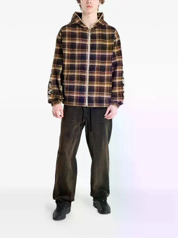 PLEASURES Groove Plaid Hooded Jacket
