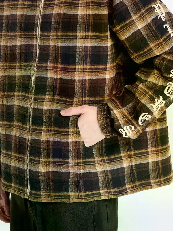 PLEASURES Groove Plaid Hooded Jacket