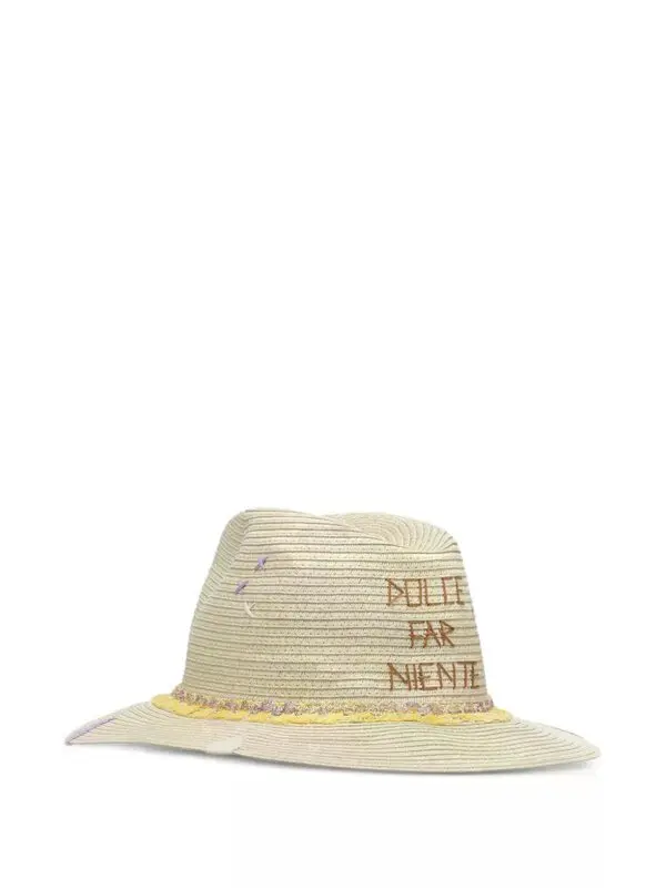 THE HAT GANG Embroidered Raffia Hat