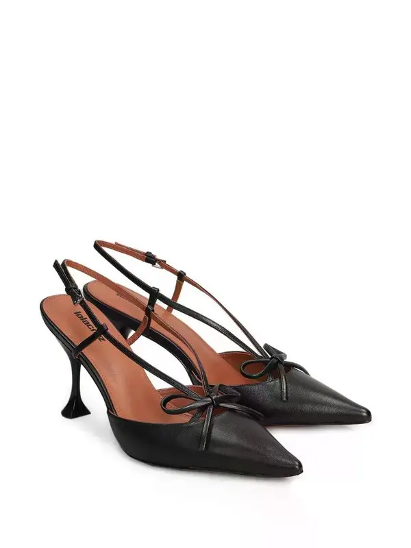 Lola Cruz Audrey Bow-detail Slingback Pumps - Black
