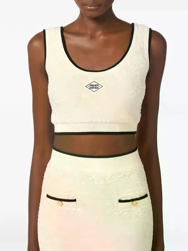 Elisabetta Franchi Bouclé Chenille Cropped Top