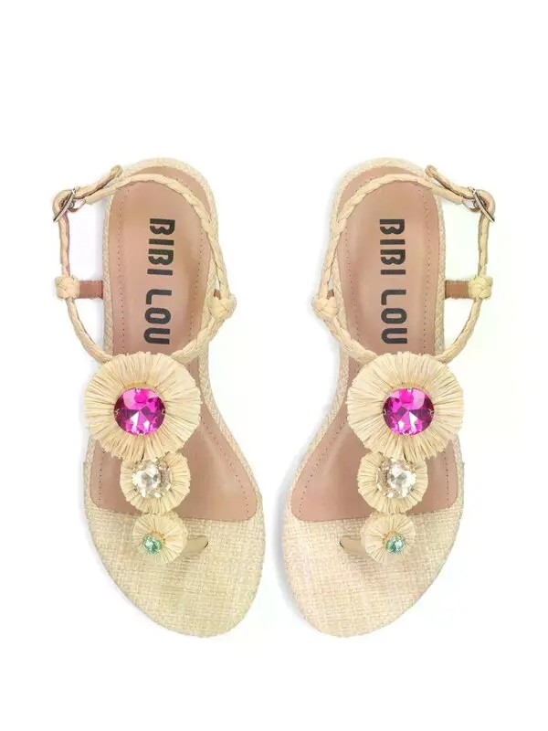 BIBI LOU Raffia Crystal-embellished Sandals
