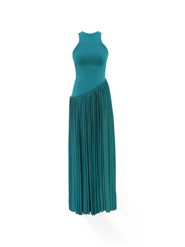 Zimmermann Luna Asymmetrical Pleated Maxi Dress - Blue
