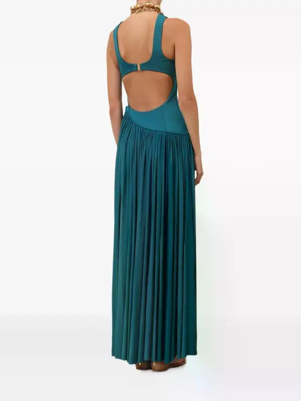 Zimmermann Luna Asymmetrical Pleated Maxi Dress - Blue
