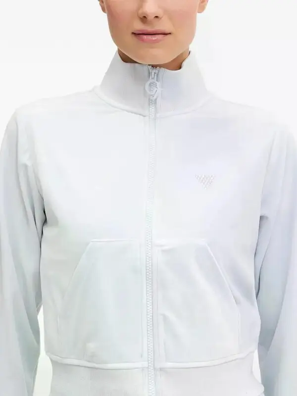 Guess Rhinestone Embellished Zip-up Sweatshirt - Blue