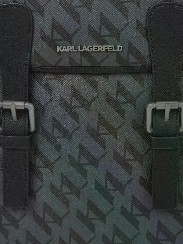Karl Lagerfeld Monogrammed Backpack With Ikon Keychain - Grey