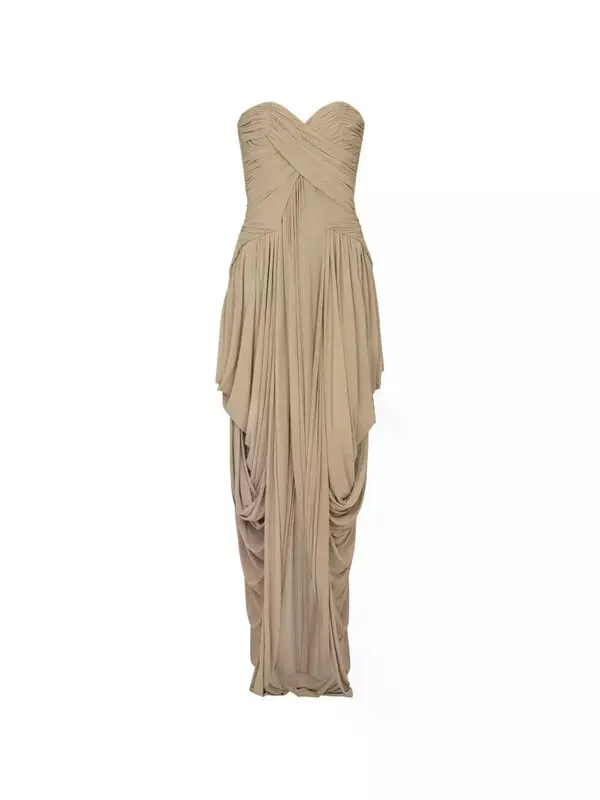 Balmain Draped Strapless Jumpsuit - Neutrals