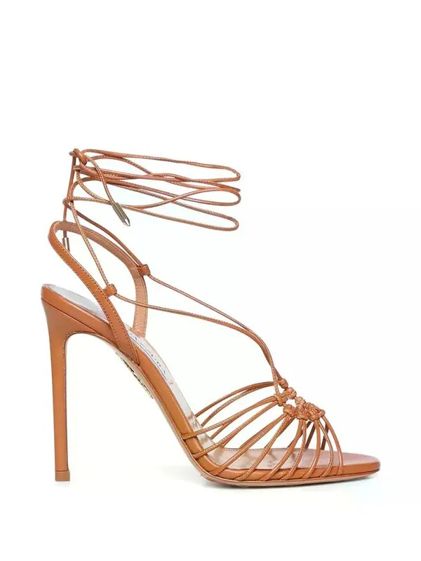 AQUAZZURA Strappy Tie-fastening Stiletto Sandals - Brown
