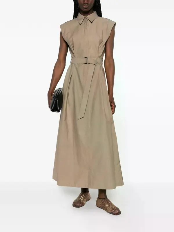 Brunello Cucinelli Belted Sleeveless Midi Dress