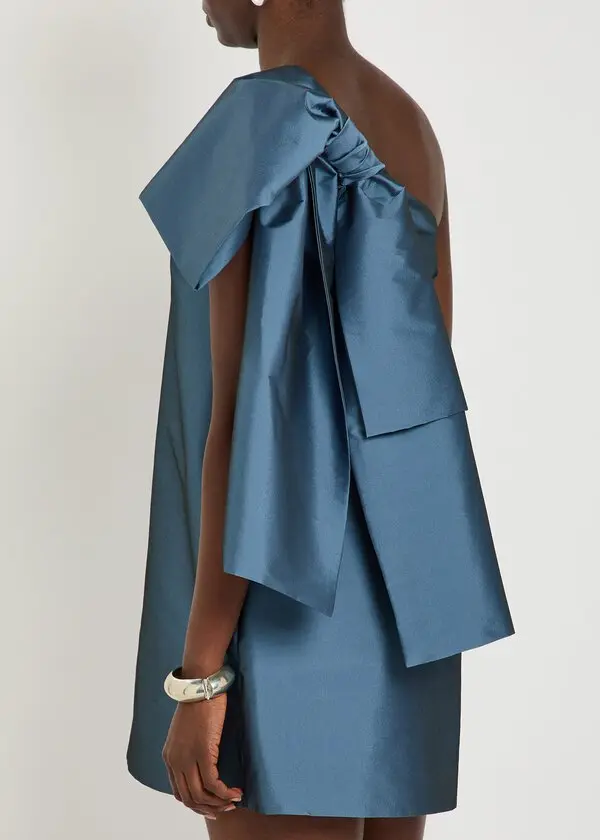 Bernadette Winnette Bow-appliquéd Taffeta Mini Dress - Mid Blu
