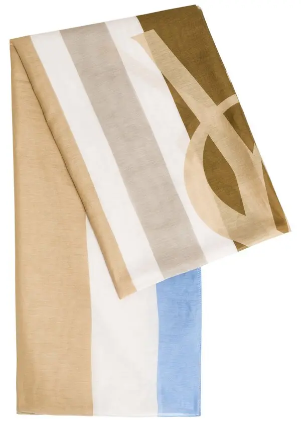 Saint Laurent Striped Logo Cotton And Silk-blend Scarf - Multicoloured