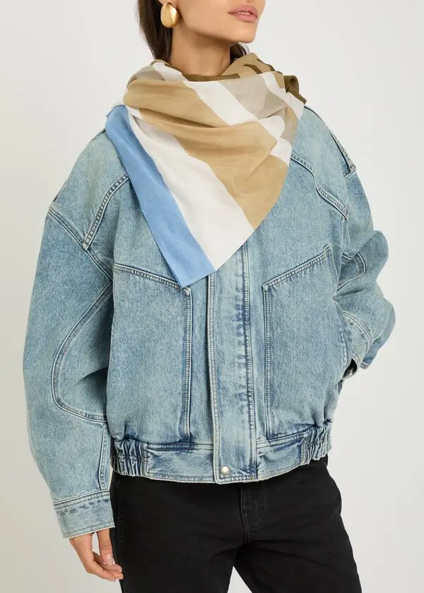 Saint Laurent Striped Logo Cotton And Silk-blend Scarf