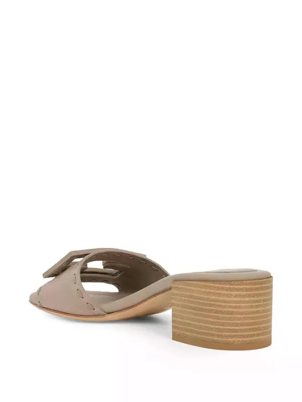Fendi Baguette Whipstitch-trim Heeled Sandals