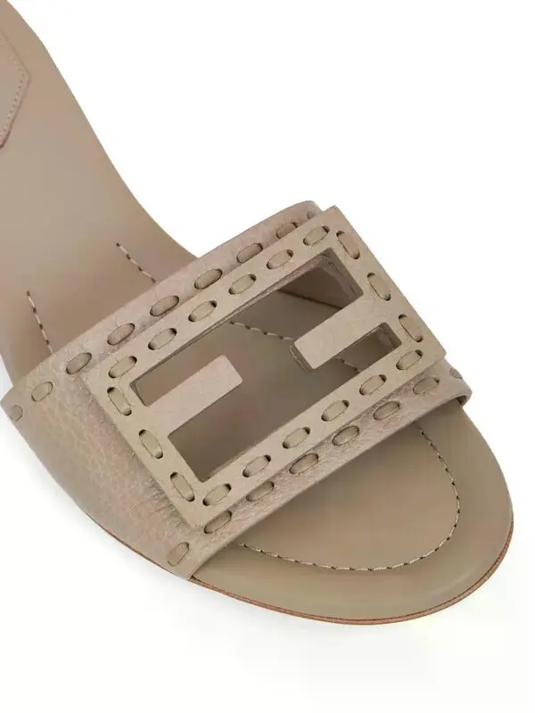 Fendi Baguette Whipstitch-trim Heeled Sandals