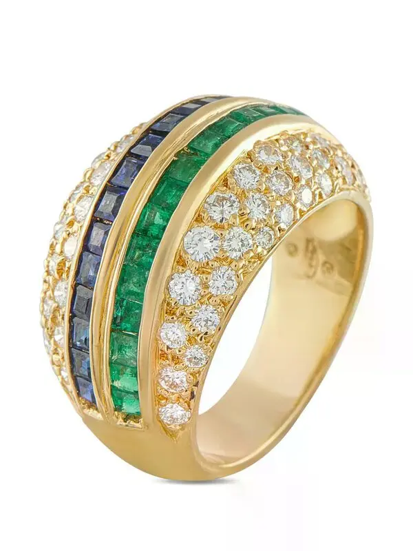 LB EXCLUSIVE Emerald, Sapphire, And Diamond Ring In 18k Yellow - Gold