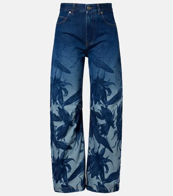 Loewe Paula's Ibiza Printed Barrel-leg Jeans - Blue