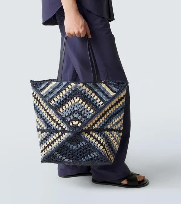 Loewe Puzzle Fold Xl Raffia Tote Bag