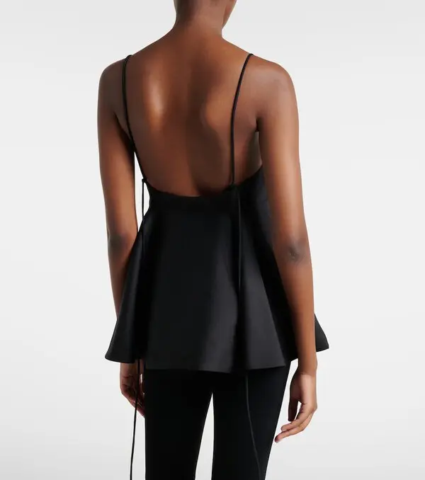 RÓHE Peplum Wool And Silk Bustier Top - Black