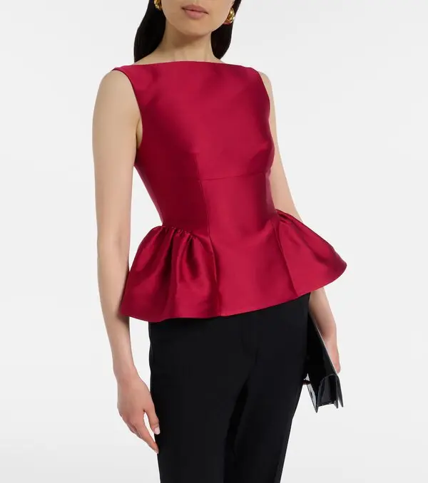 Roland Mouret Peplum Taffeta Top - Pink