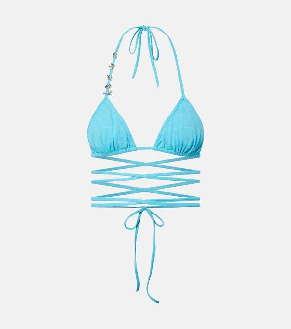 Loewe Paula's Ibiza Jacquard Bikini Top - Blue