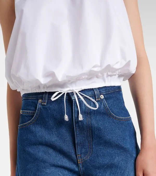 Loewe Cropped Cotton Poplin Top - White