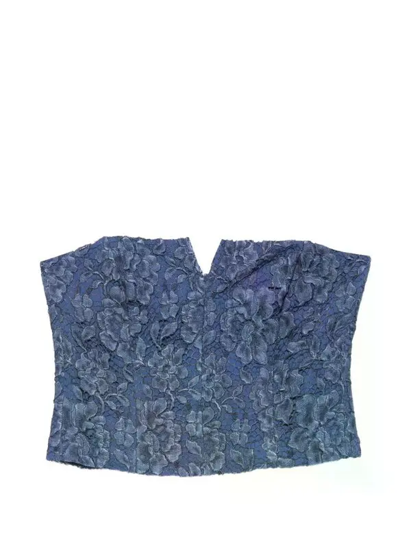 Federica Tosi Floral Lace Strapless Top - Blue