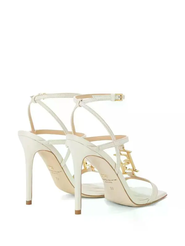 Elisabetta Franchi Leather Stiletto Sandals With Logo Detail