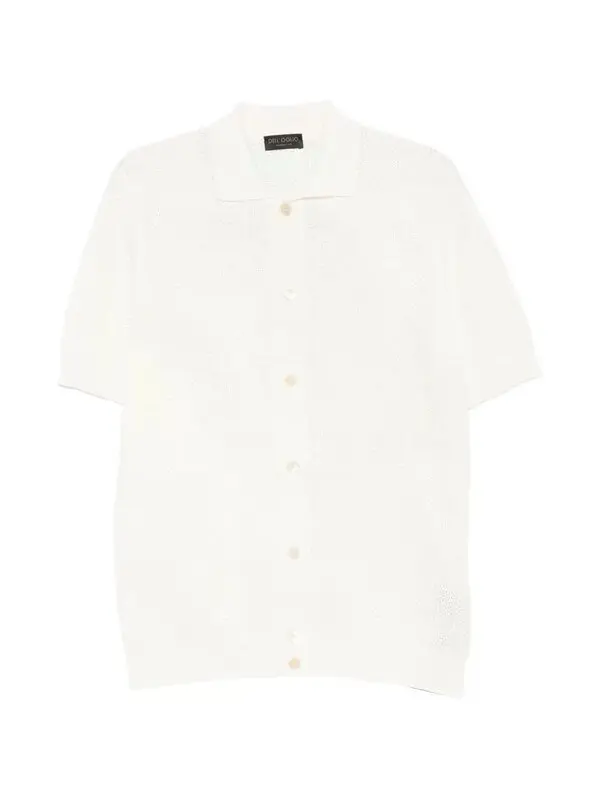 DELL'OGLIO Crochet-knit Short-sleeve Shirt - White