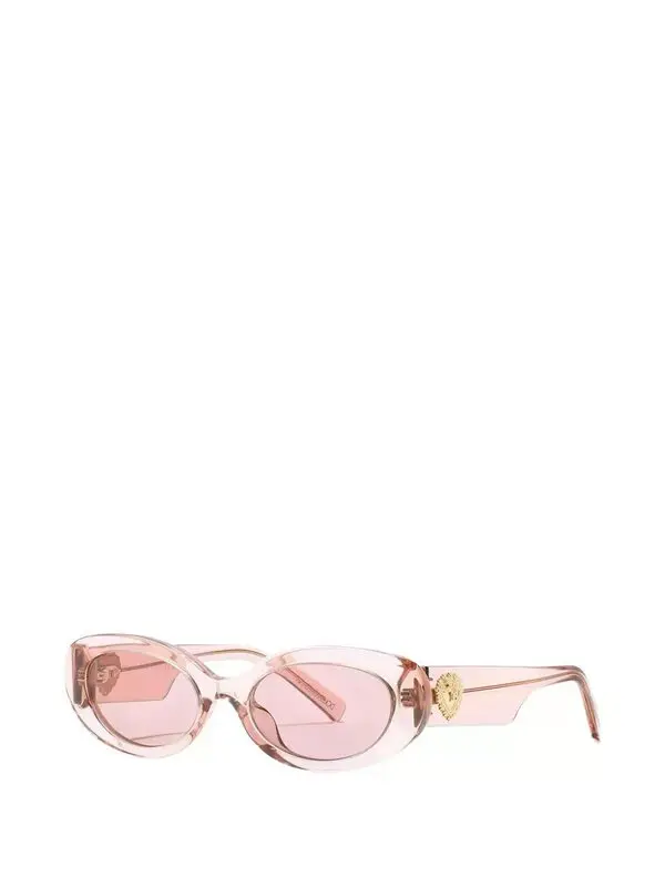 Dolce & Gabbana Devotion Heart Embellished Oval Sunglasses - Pink