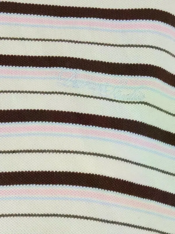 DUNST Striped Cotton Polo Shirt - Brown