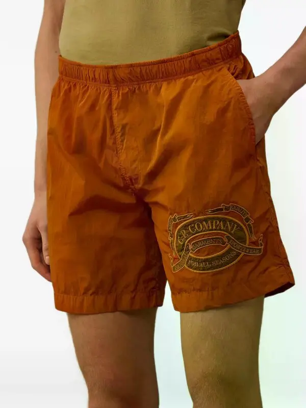 C.P. COMPANY Eco-chrome R Logo-patch Swim Shorts - Orange