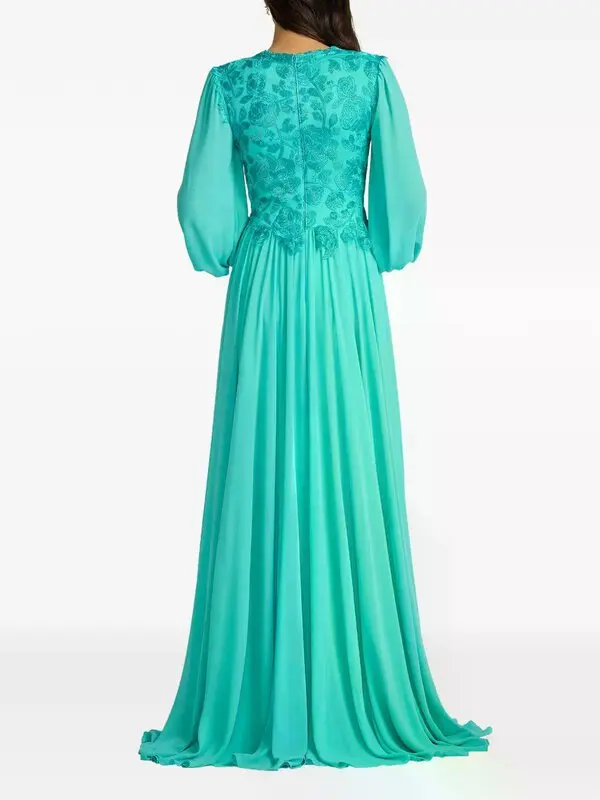 Tadashi Shoji Floral V-neck Maxi Dress - Blue