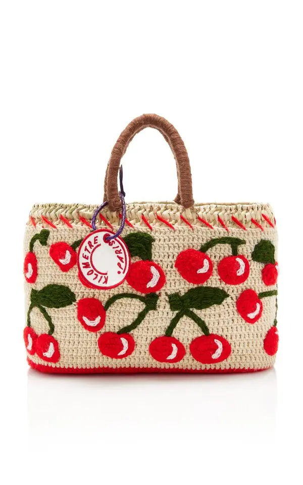Kilometre Paris La Isla Mon Cherry Raffia Tote Bag - Multi