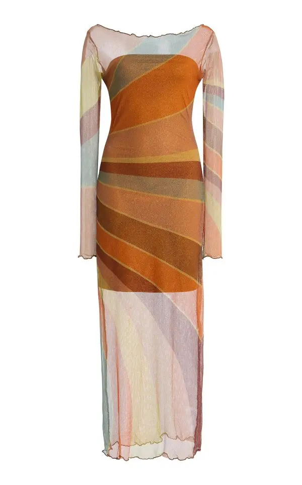 CALA DE LA CRUZ Sparkling Mesh Midi Dress - Multi