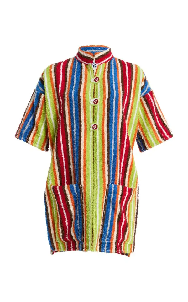 La Veste Striped Cotton Towelling Top - Multi