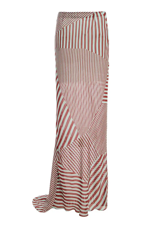 DE LA VALI Isla Diosa Striped Chiffon Maxi Skirt - Multi