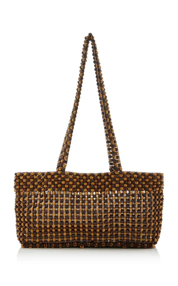 CORDERA La Isla Wood-beaded Baguette Bag - Brown