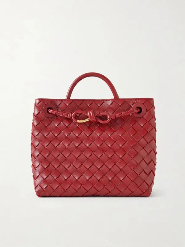 Bottega Veneta Andiamo Intrecciato Leather Tote - Red