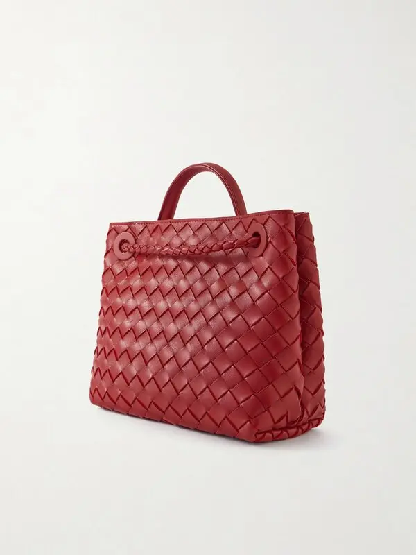 Bottega Veneta Andiamo Intrecciato Leather Tote - Red